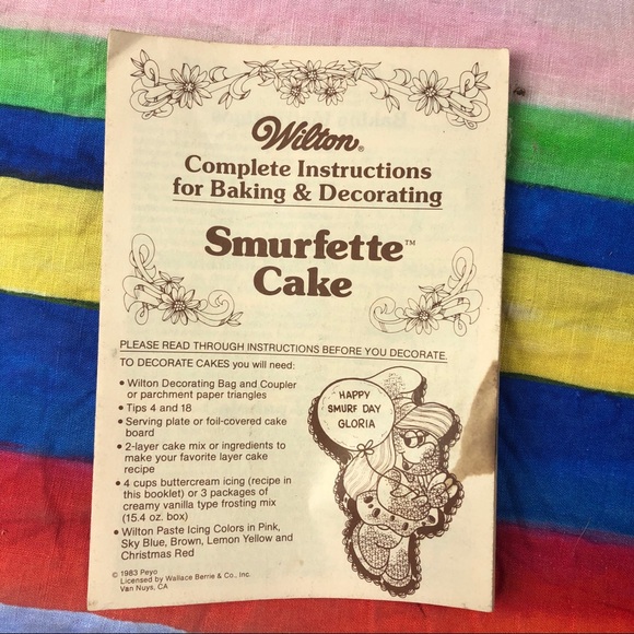 Wilton | Kitchen | 983 Vintage Smurfette Cake Pan Winstructions | Poshmark